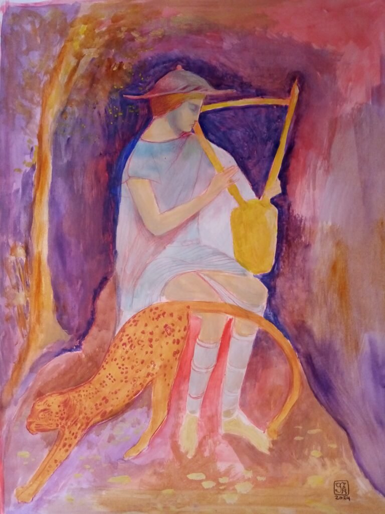 Orpheus calming the animals with his lyre. Preliminary drawing ...